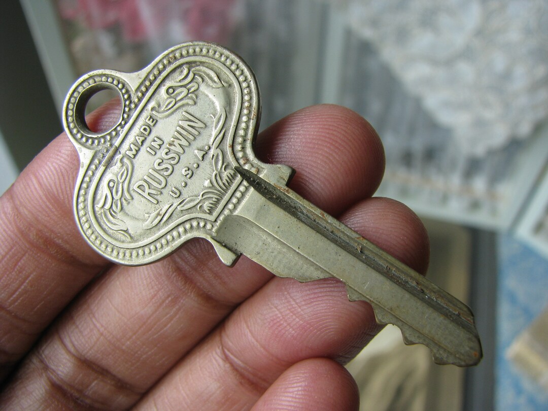 Antique Brass Key, Flat Brass Key, Antique Russwin Key., Antique Pin ...