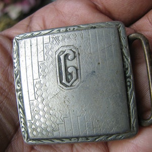 Initial Belt Buckle, Antique Belt Buckle, Nickel Silver Belt Buckle ...