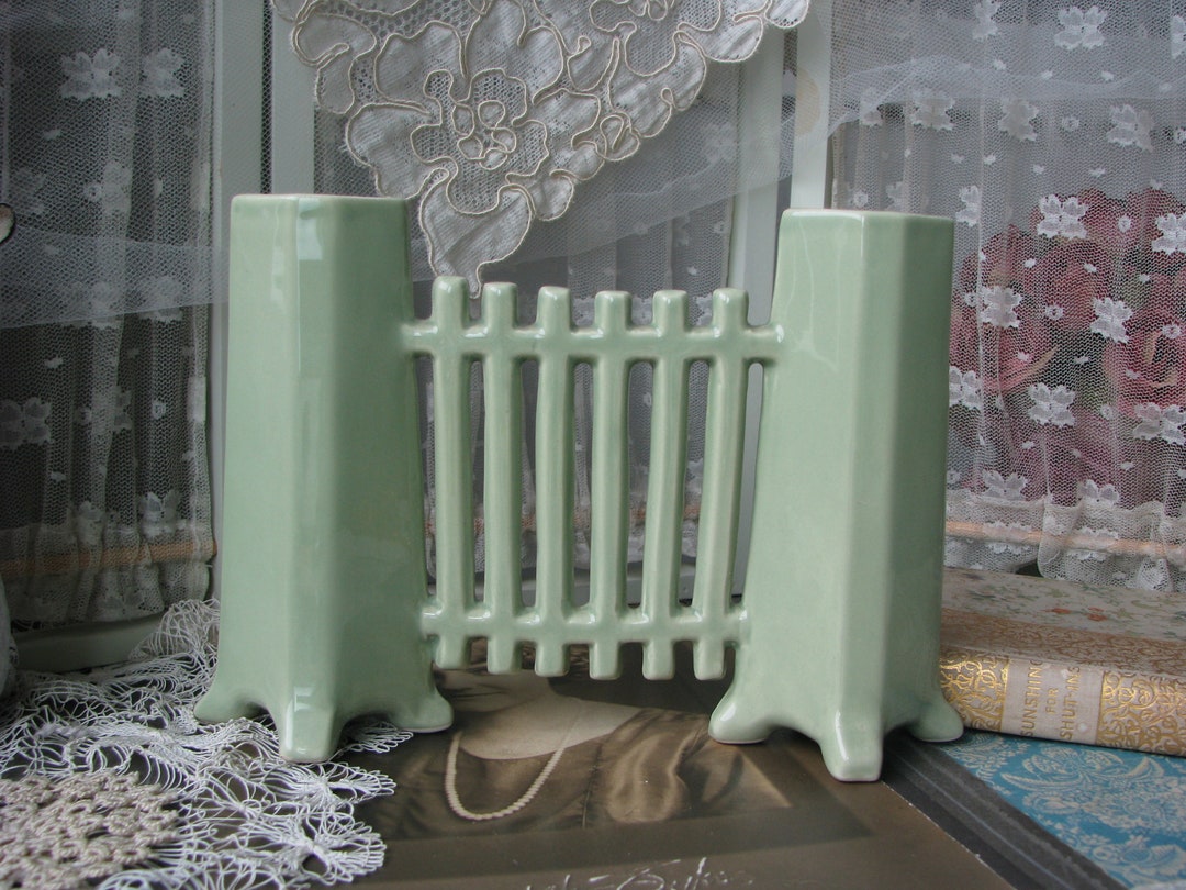 Antique Pottery Vase, Art Deco Pottery Vase, Pickett Fence Vase, Double ...