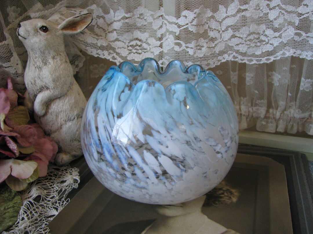 Spangle Glass Rose Bowl, Victorian Glass Rose Bowl, Murrhina Rose Bowl ...