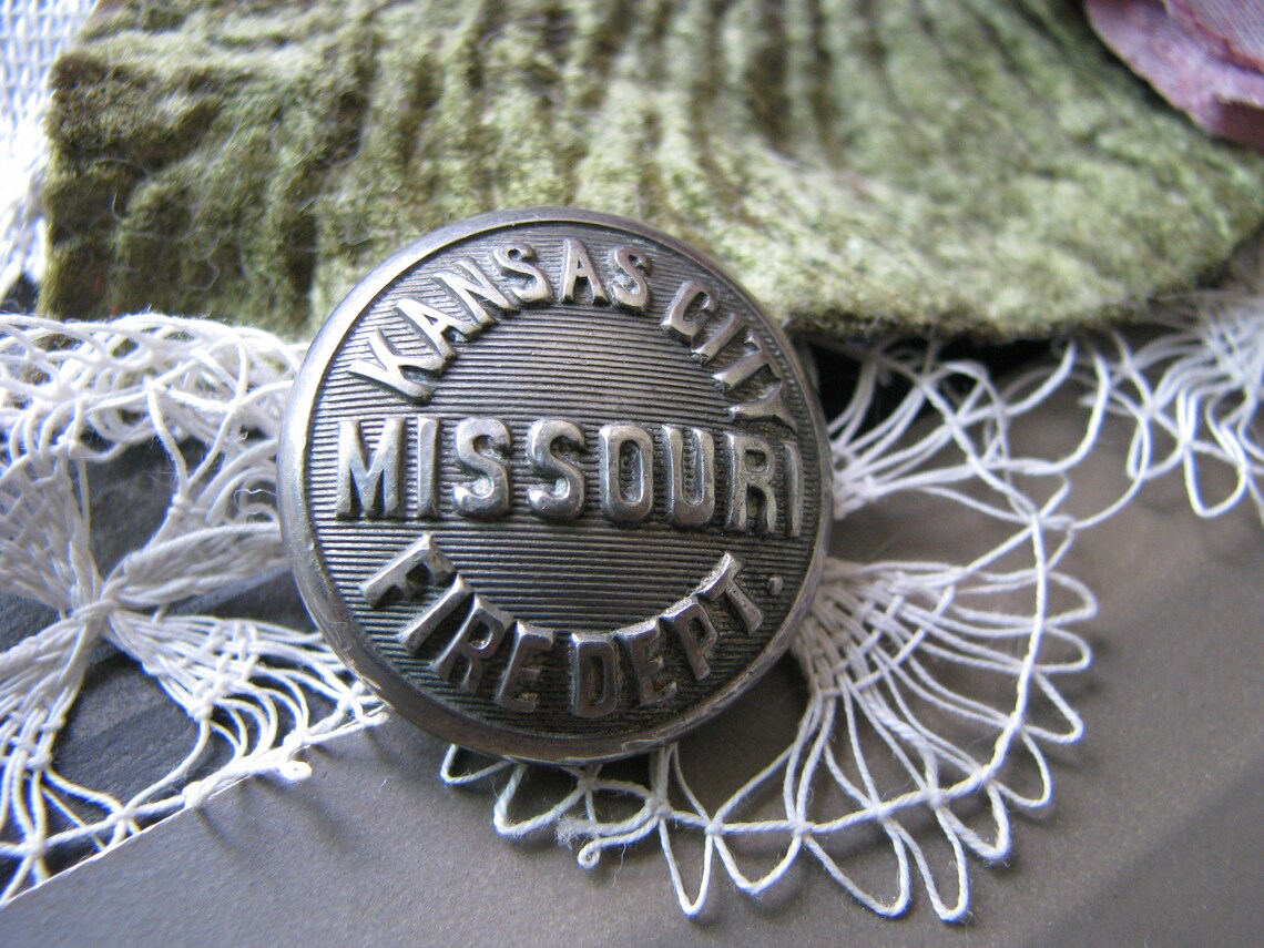 Antique Fire Department Button, Kansas City Fire Department, Charles A ...