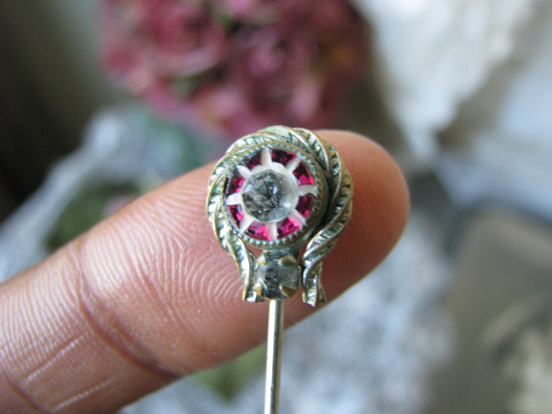 Antique Edwardian Red Paste Jeweled Stick Pin - Etsy