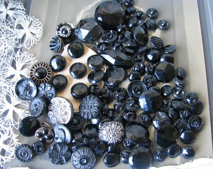 Antique Glass Buttons, Vintage Glass Jewel Buttons, Gemstone Buttons, Faceted Glass Buttons - Etsy