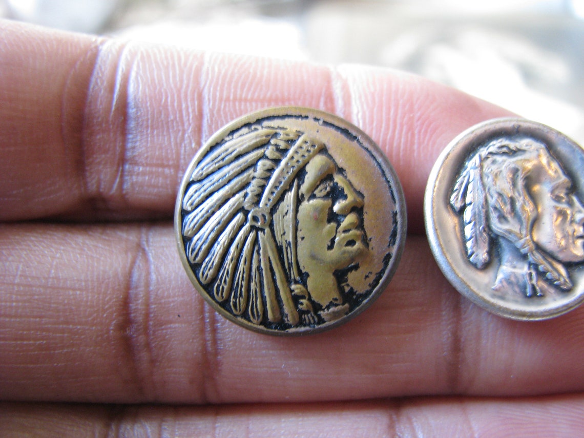 Antique Picture Buttons Indian Head Buttons Picture Buttons - Etsy
