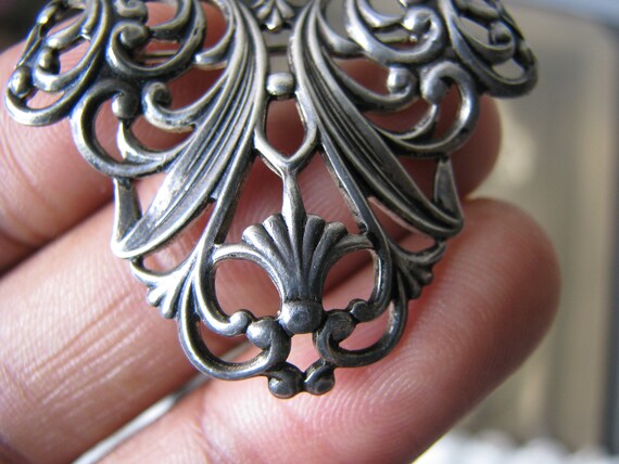 Antique Art Nouveau Brooch, Antique Silver Plate Broo… - Gem