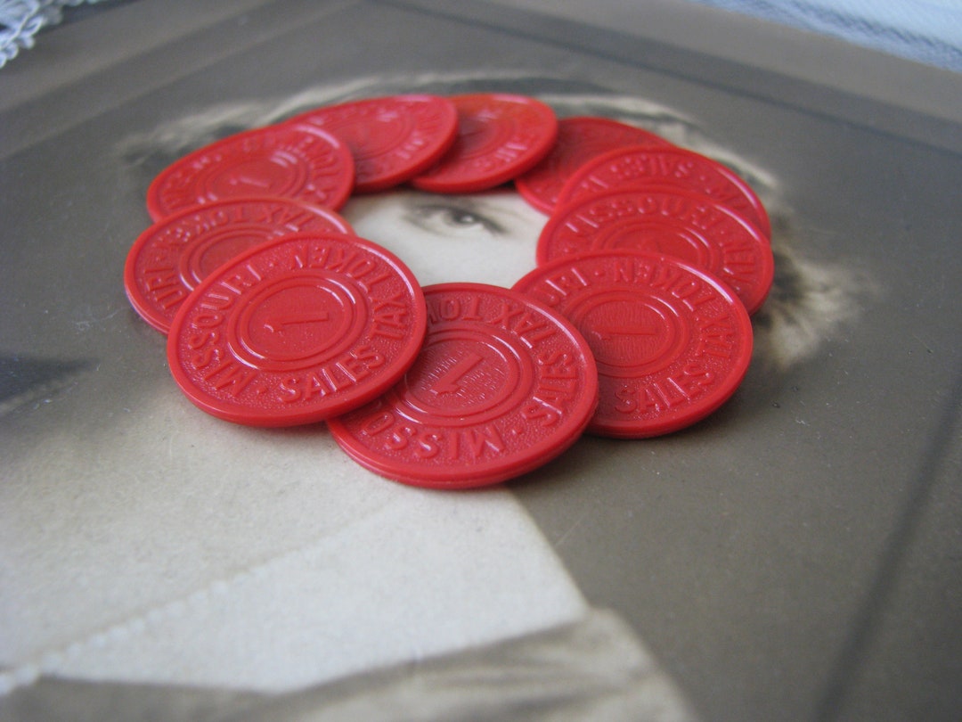 Vintage Missouri Red Plastic Sales Tax Tokens, 1940s, Set of 10 - Etsy