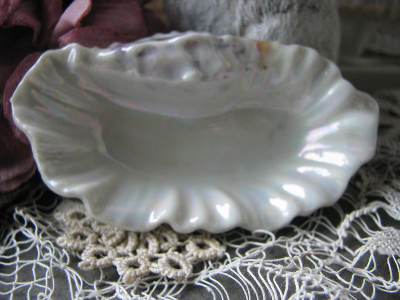 Vintage Salt Dish, Shell Salt Dish, Porcelain Salt Dish, Oyster Shell ...