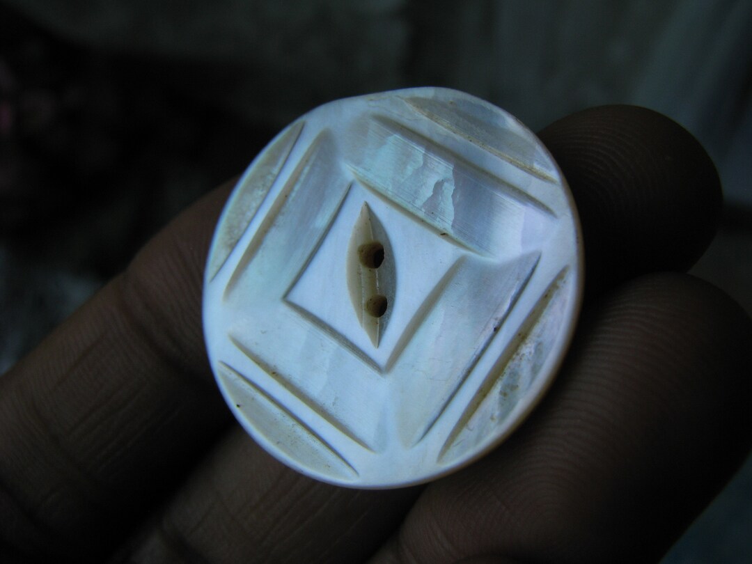 Antique Carved Shell Button, Antique Mother of Pearl Button, Pink ...