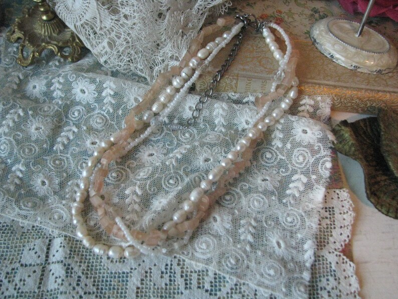 Vintage 1980s Esmor Three Strand Freshwater Pearl Pink | Etsy