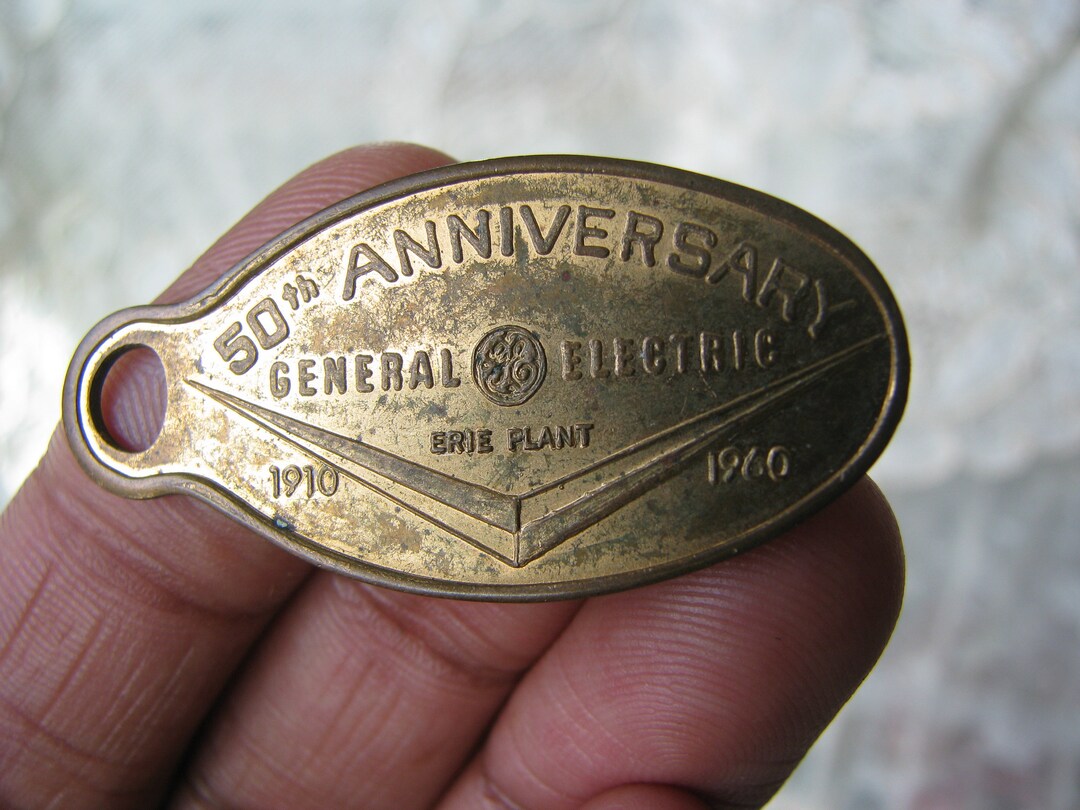 Vintage Key Fob, General Electric Key Fob, Commemorative Key Fob, Brass ...