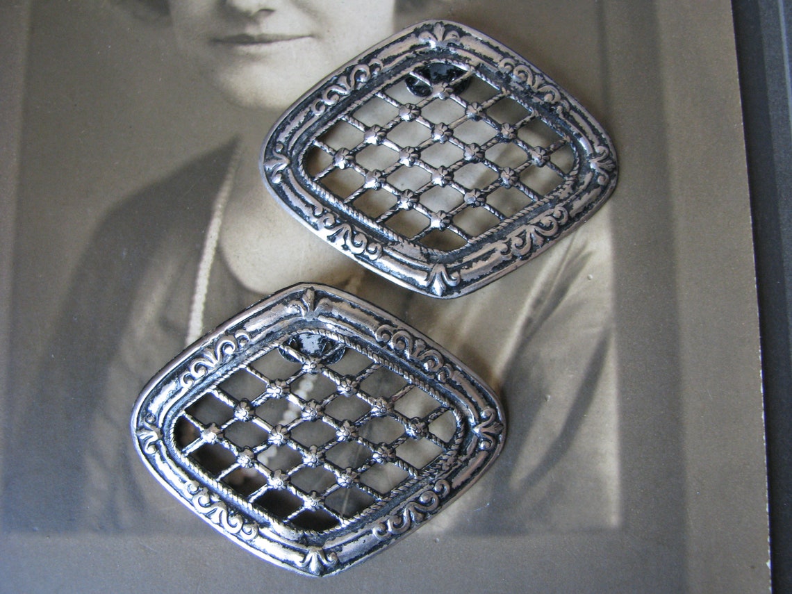 1930s Antique Silver Repousse Shoe Clips, Art Deco Wedding Accessory - Etsy