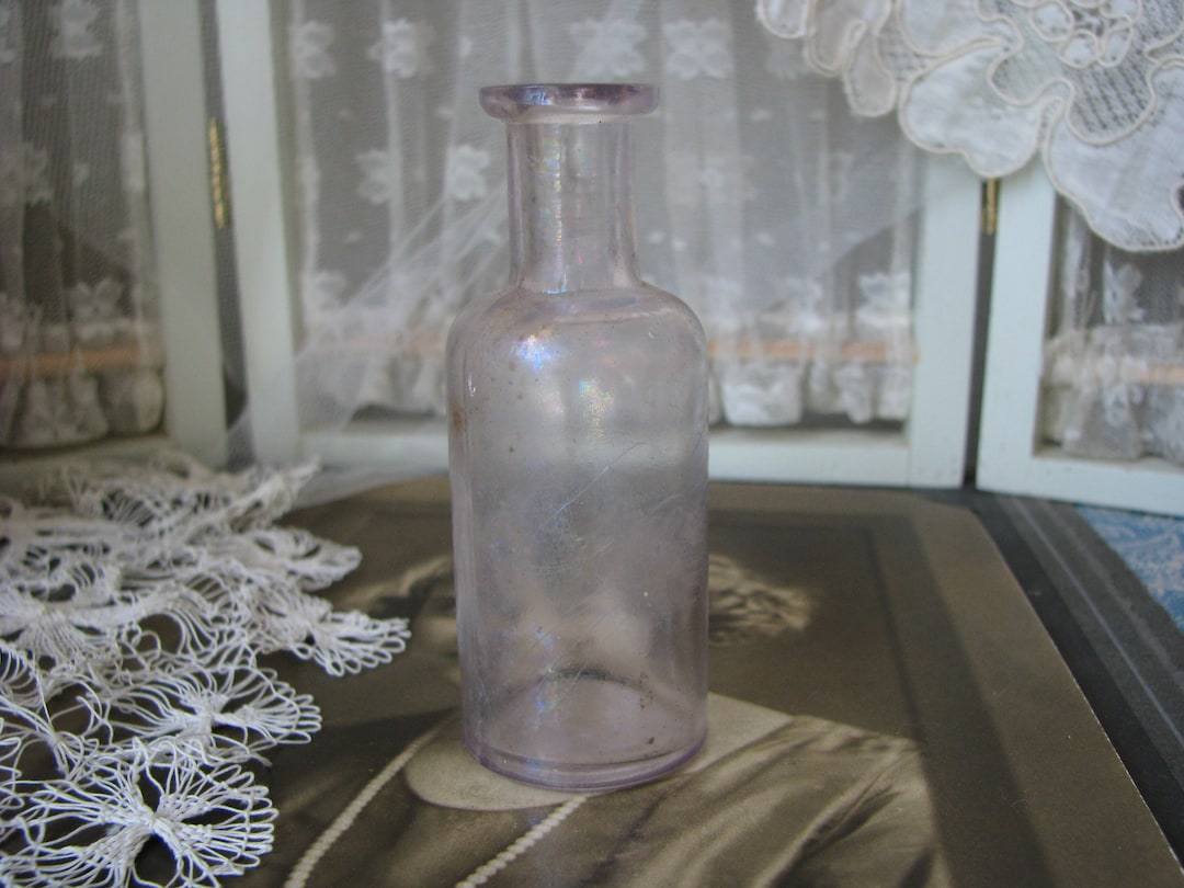 Antique Vial Bottle, Antique Miniature Bottle, Sun Purple, Glass Bottle ...