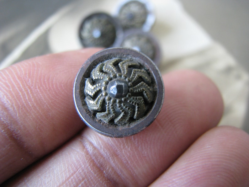 Antique Cut Steel Buttons Victorian Cut Steel Buttons Ornate | Etsy