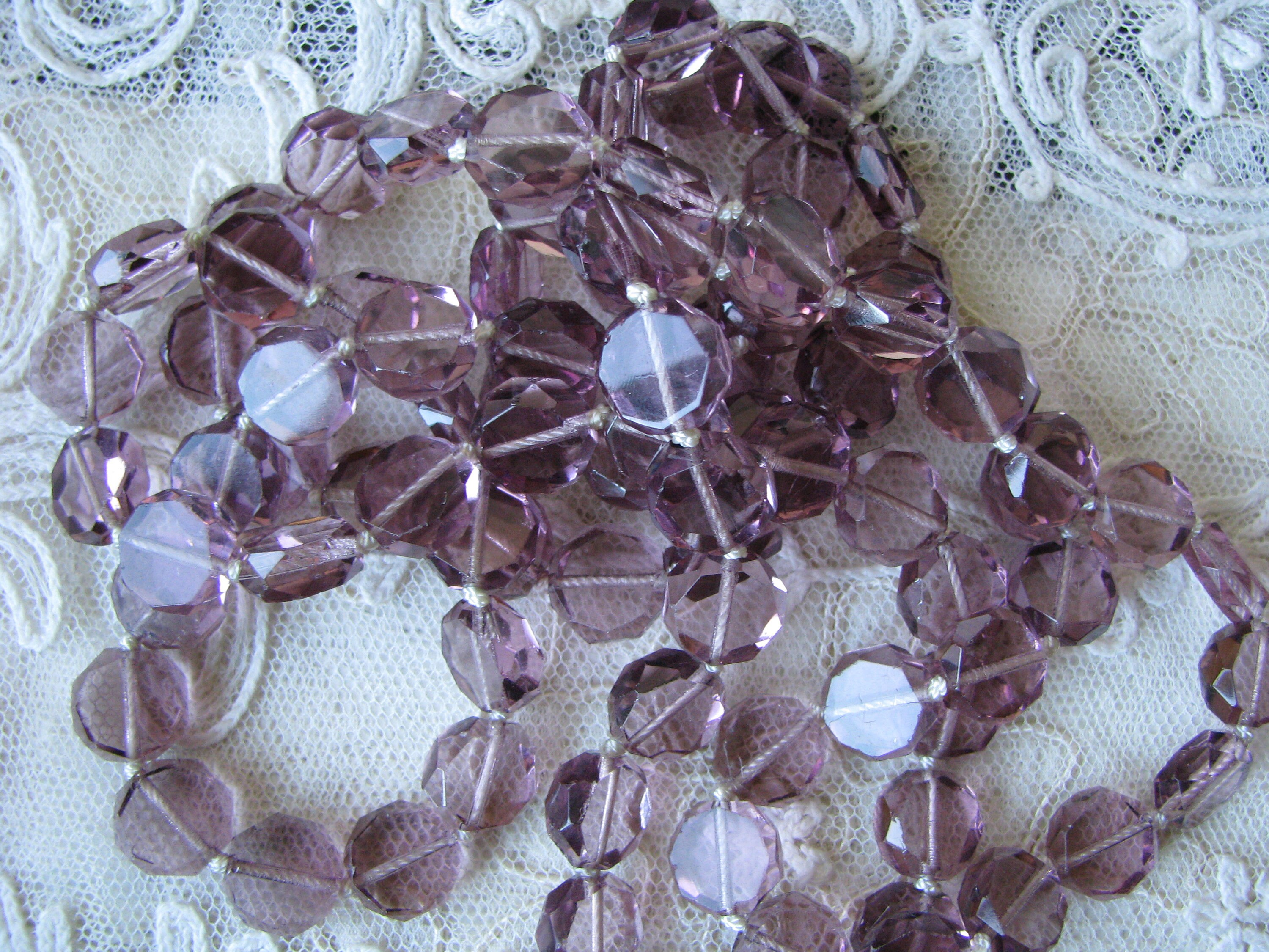 Flapper Bead Necklace Art Deco Bead Necklace Amethyst Glass | Etsy