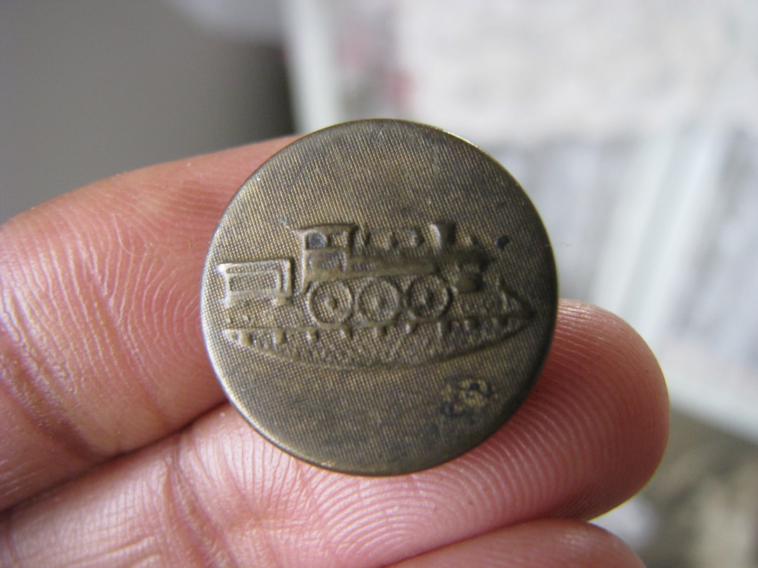 Antique Railway Button, Antique Uniform Button, Embossed Brass Button ...