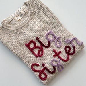 Hand Embroidered Big Sibling Sweaters, Big Sister Little Sister Sweater ...