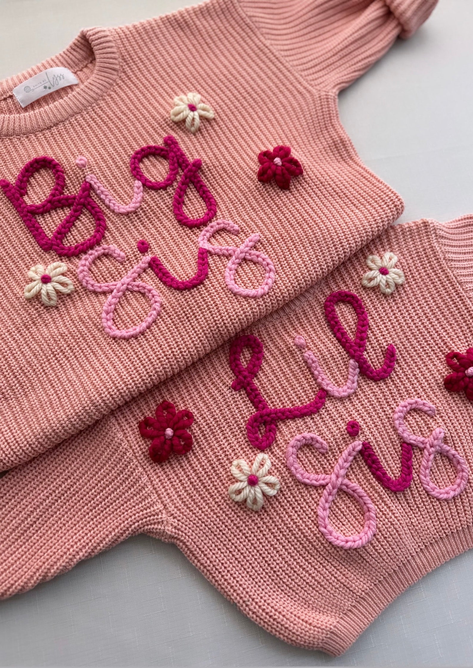 Hand Embroidered Big Sibling Sweaters, Big Sister Little Sister Sweater ...