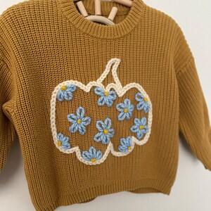 Fall Hand Embroidered Sweater, Pumpkin Sweater, Holiday Sweaters ...