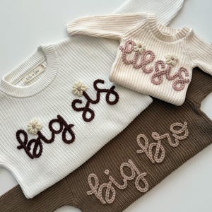 Hand Embroidered Big Sibling Sweaters, Big Sister Little Sister Sweater ...