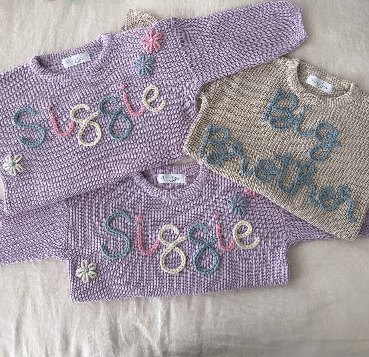 Hand Embroidered Big Sibling Sweaters, Big Sister Little Sister Sweater ...