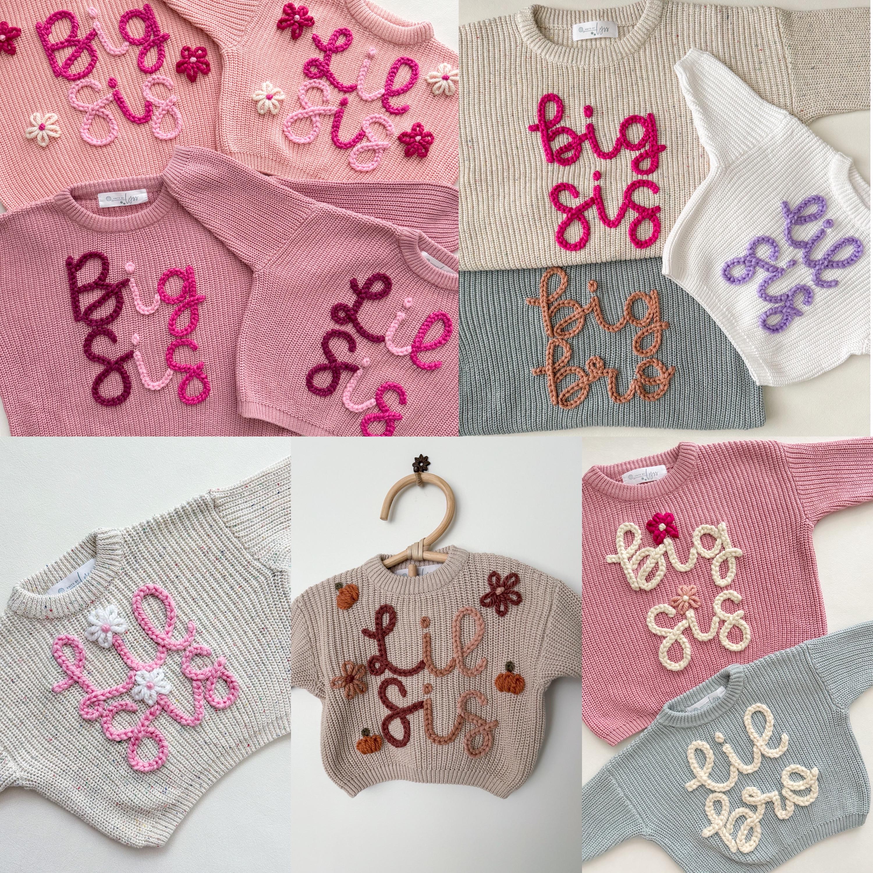 Hand Embroidered Big Sibling Sweaters, Big Sister Little Sister Sweater ...