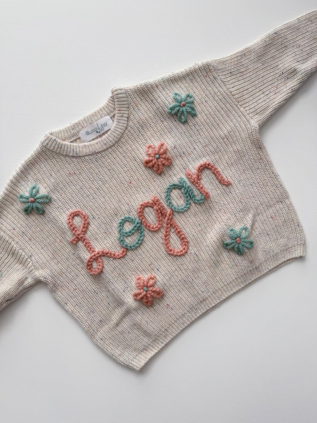 Logan Hand Embroidered Sweater, Embroidered Sweater, Hand Embroidered ...