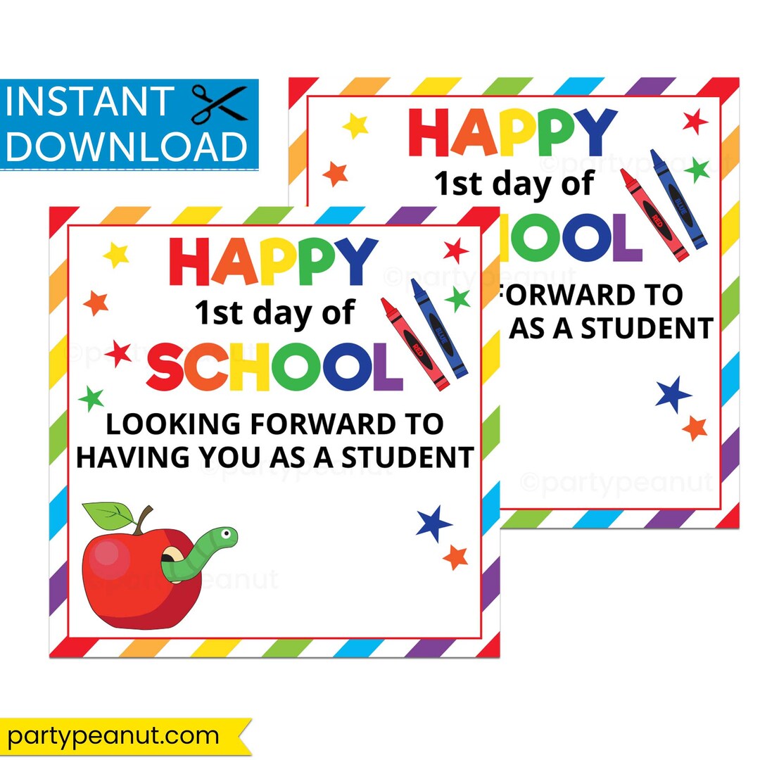 Happy First Day of School Gift Tag, Back to School Gift Tag, Teacher ...