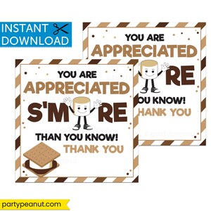 Smore Appreciation Tags, Teacher Gift Tags, Smore Teacher Thank You ...