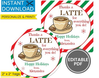 Latte Gift Tag | Etsy