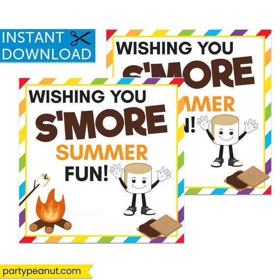 Smore Summer Fun, Summer Gift Tags, End of School, Kids Gift, Smores ...