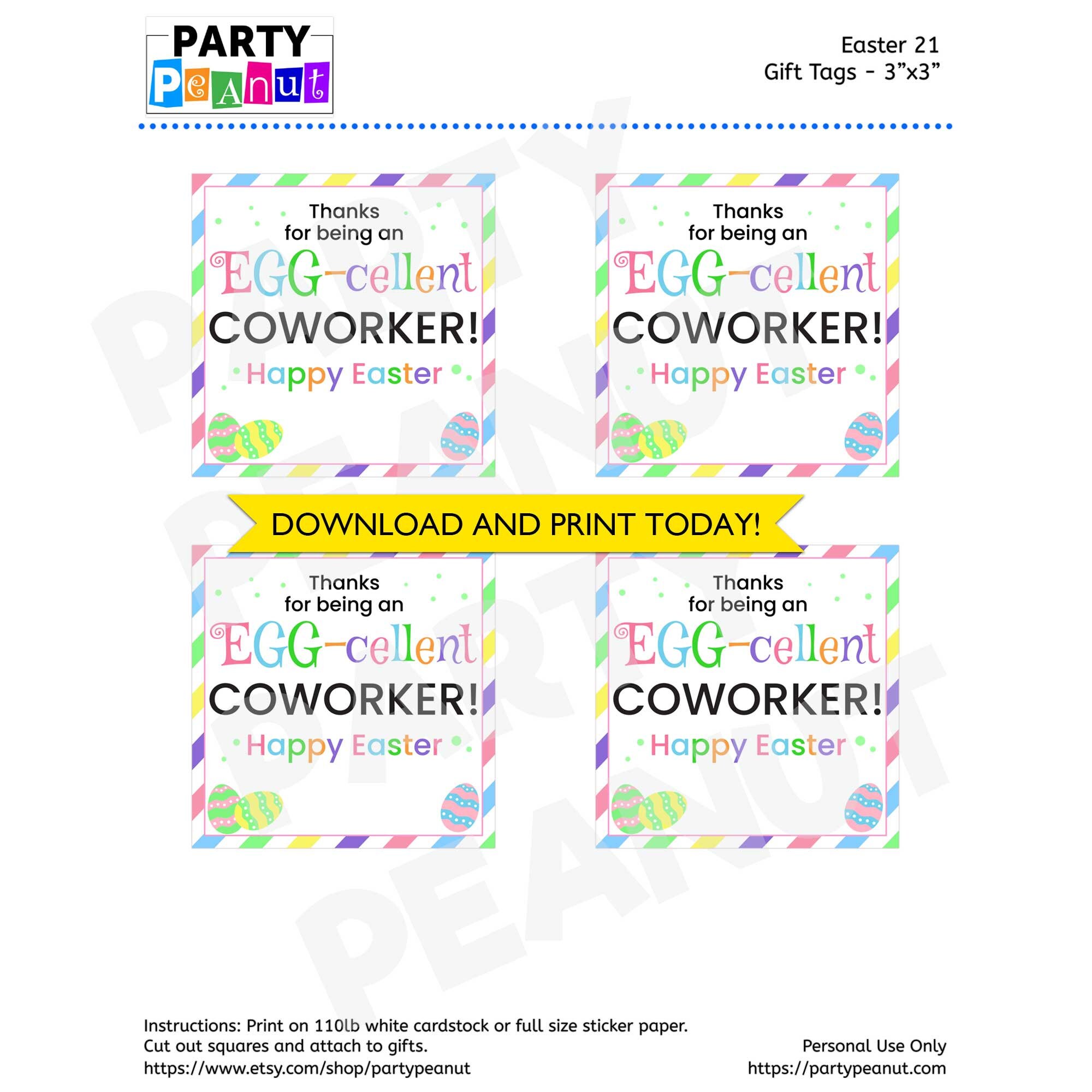 Coworker Easter Gift Tags, Coworker Gift, Easter Tags, Coworker Treat ...