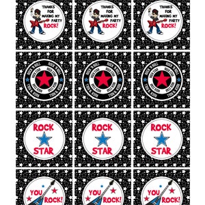You Rock, Rock Star Gift Tags, Rockstar Boy, Rock Star Party Favor Tags ...