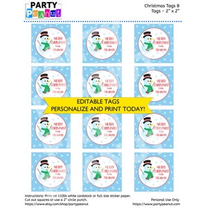 Snowman Gift Tags, Christmas Gift Tags, Christmas Teacher Gift, Kids ...