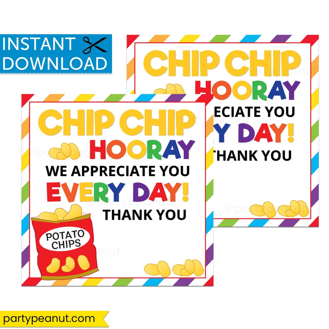 Potato Chips Gift Tag, Chip Chip Hooray, Teacher Appreciation, Coworker ...