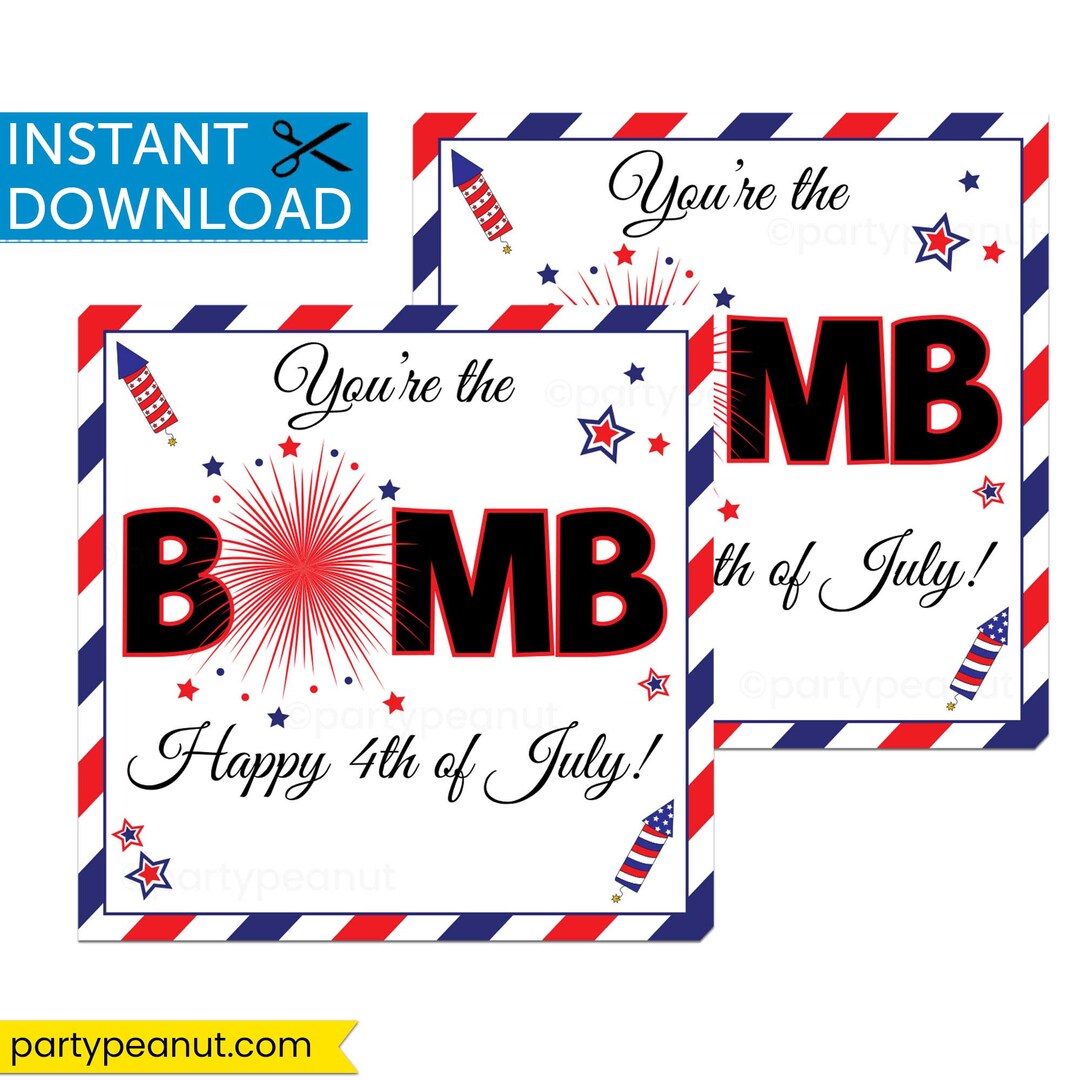 4th of July Gift Tags, You're the Bomb, Fireworks Tags, 4th of July ...