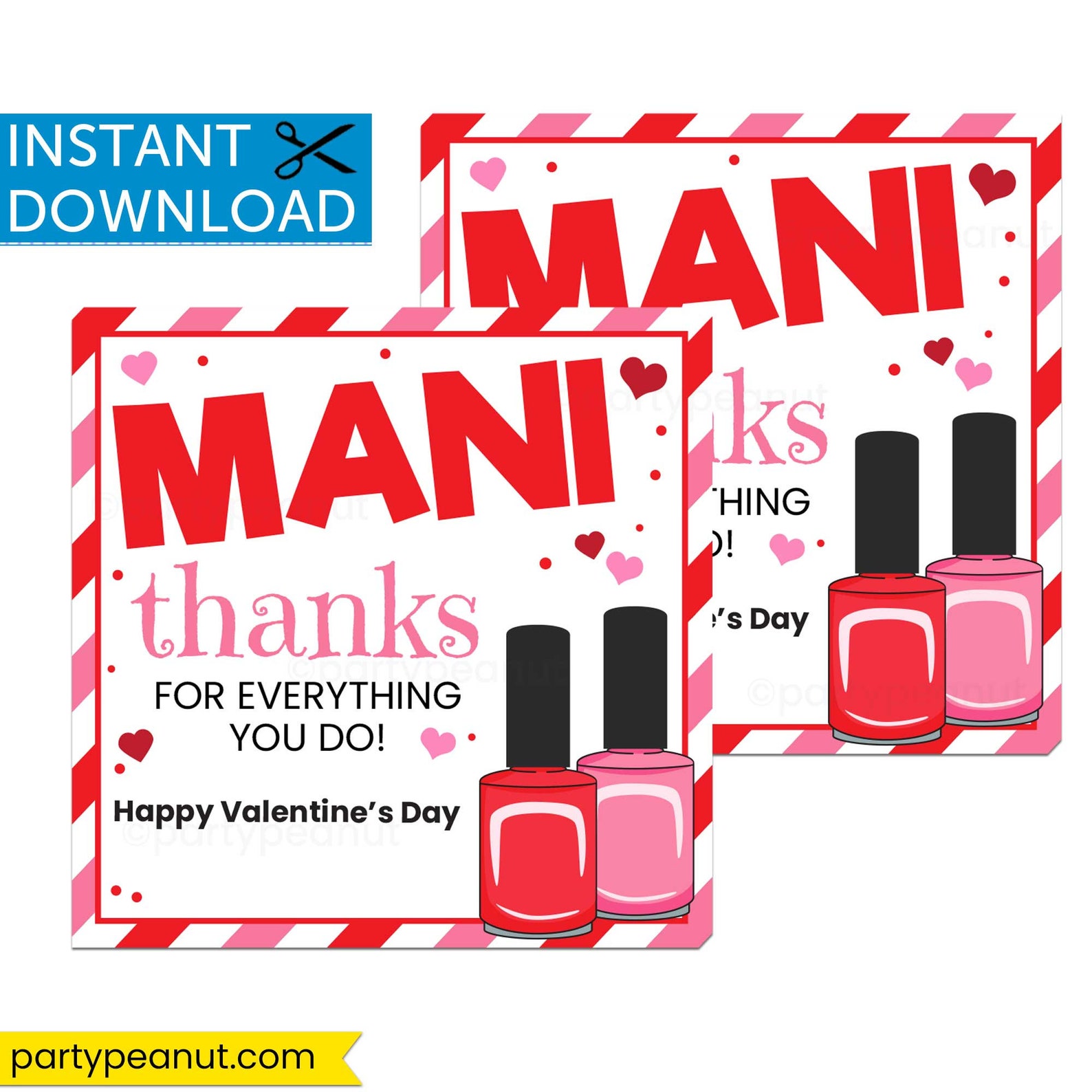 Valentine Tags, Nail Polish Gift Tags, Mani Thanks, Appreciation ...