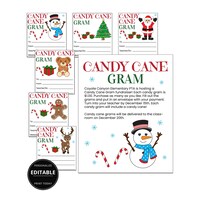 Christmas Candy Gram Cards, Canva Template, School PTO Holiday ...