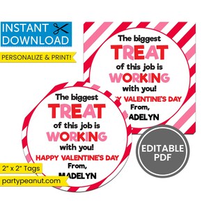 Coworker Valentine Tags, Coworker Treat, Coworker Gift, Employee, Staff ...