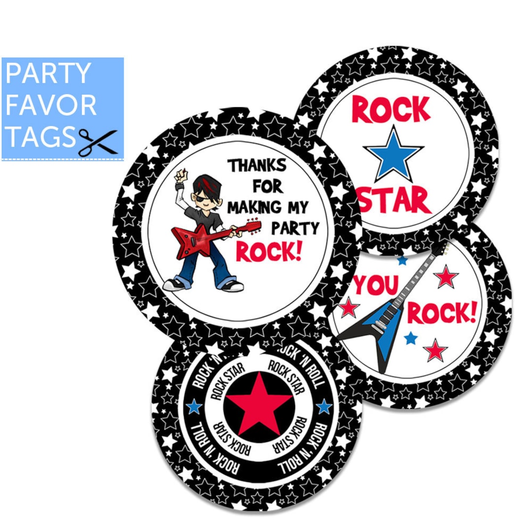 You Rock, Rock Star Gift Tags, Rockstar Boy, Rock Star Party Favor Tags ...