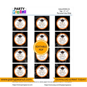 Halloween Gift Tags, Teachers, Kids, Printable Halloween Treat Tags ...