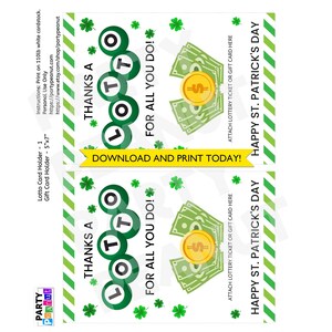St. Patrick's Day, Lottery Gift, Thanks A Lotto, Teacher Appreciation ...