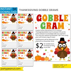 Thanksgiving Grams, Gobble Grams, Candy Gram Printable, Thanksgiving ...