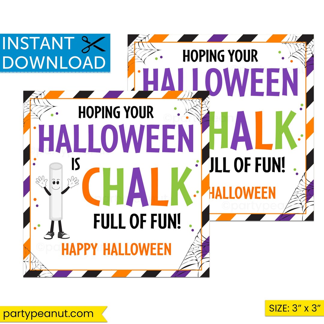 Halloween Gift Tags for Kids, Halloween Gift, Chalk, Teal Pumpkin ...