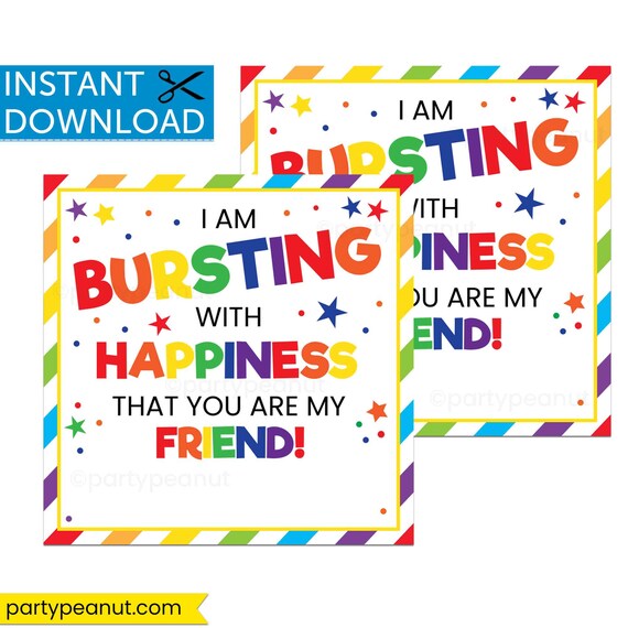 Bursting With Happiness Gift Tags, Friend Appreciation Gift, Teacher ...