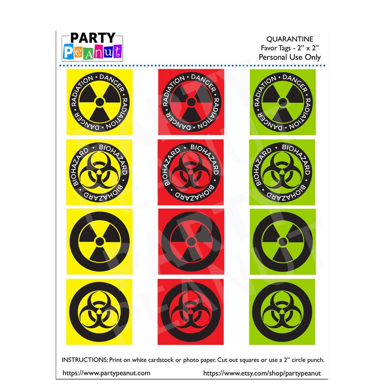 Radioactive Tags Quarantine Tags Treat Bag Tags Gift Tag Favor - Etsy UK