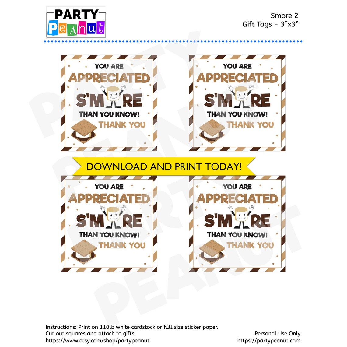 Smore Appreciation Tags Teacher Gift Tags Smore Teacher - Etsy