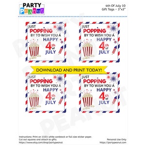 Just Popping by 4th of July Popcorn Gift Tags – Printable Patriotic ...