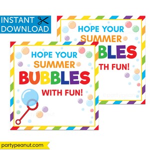 Bubble Wand Gift Tags, End of School Tags, Last Day of School, Summer ...