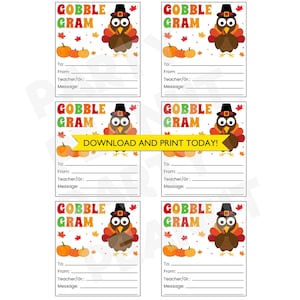 Thanksgiving Grams, Gobble Grams, Candy Gram Printable, Thanksgiving ...