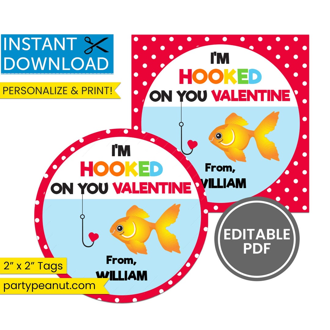 Valentine Tags Printable Gummy Worms Treat Tags Goldfish Favors ...